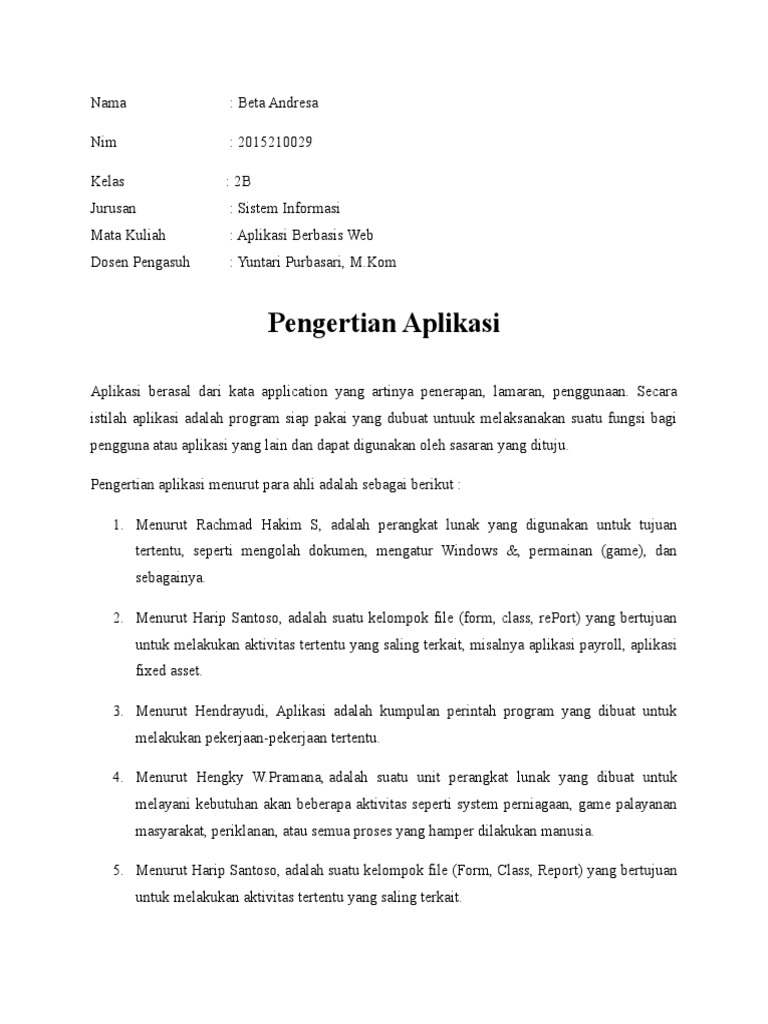 Pengertian Aplikasi | PDF | Teknologi & Rekayasa