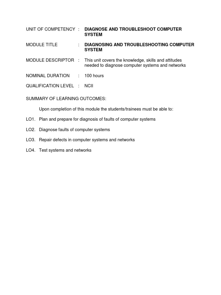 Diagnose and Troubleshoot Computer System Diagnosing and ...