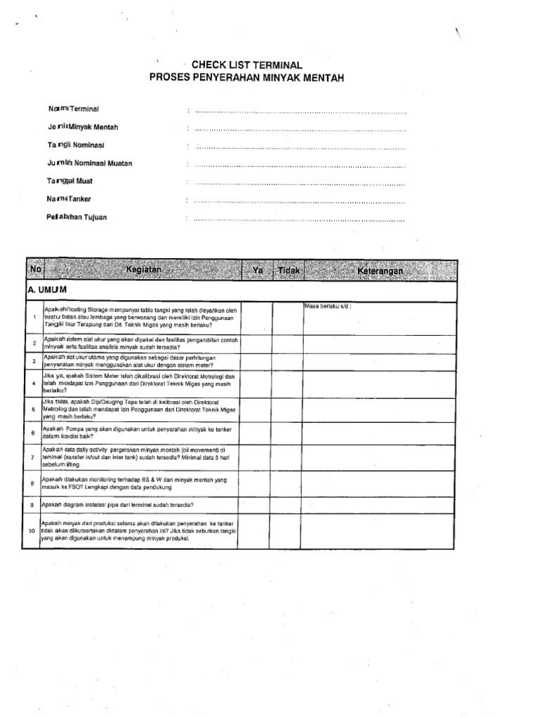 680-Check List Terminal & Kapal | PDF