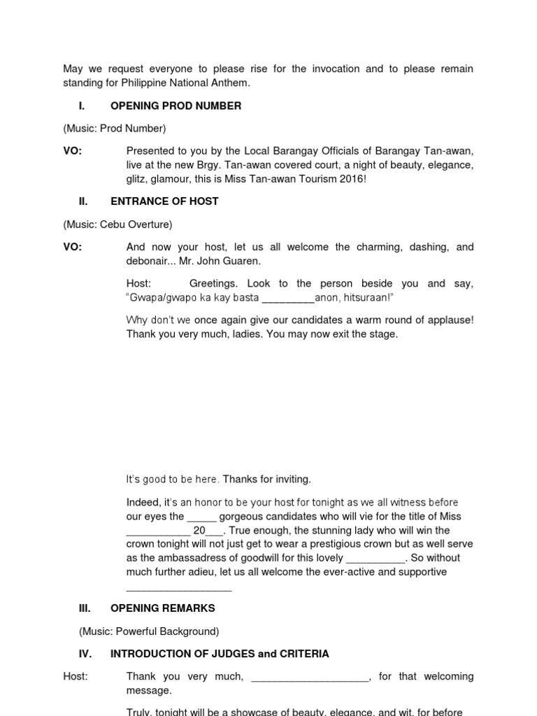 Sample Debut Program Script For Emcees - wisconsineasysite