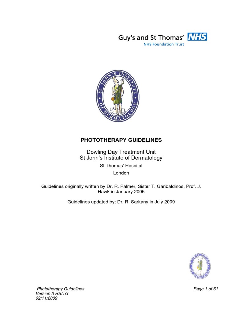 Phototherapy Guidelines Edit Sept09 PDF | PDF | Sunglasses | Ultraviolet
