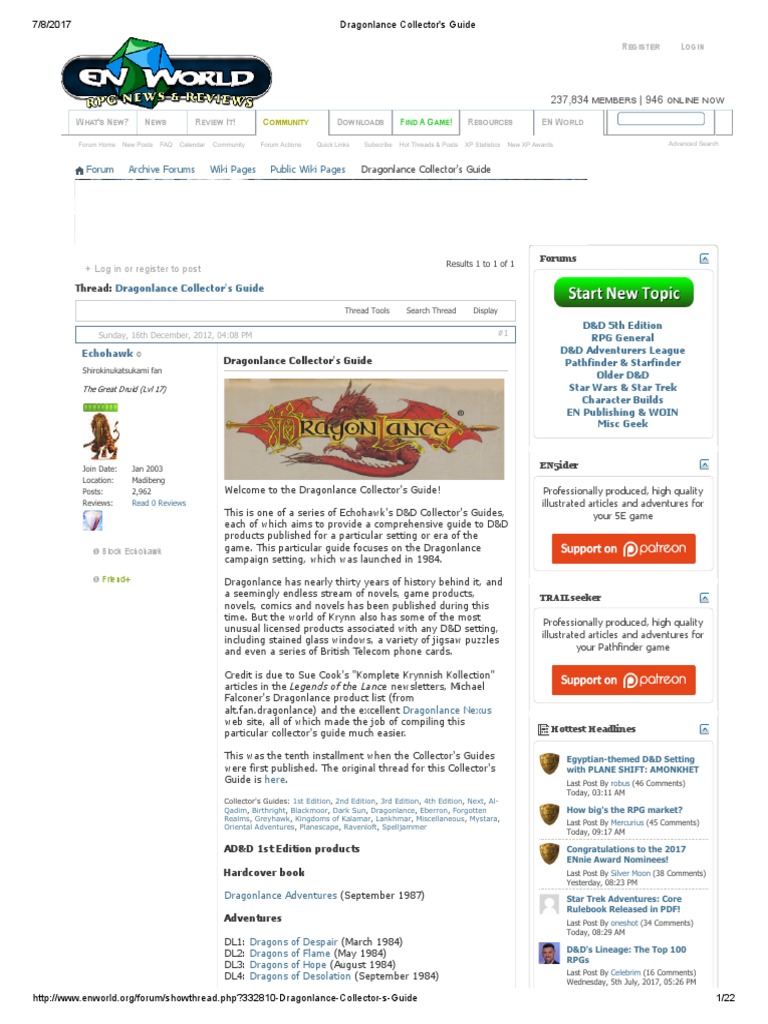 Dragonlance Collector's Guide | Dragonlance | Dungeons & Dragons