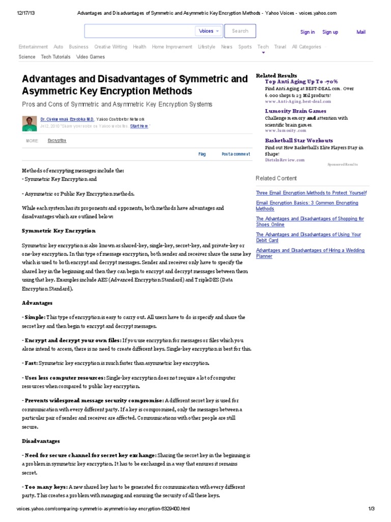 Advantages and Disadvantages of Symmetric and Asymmetric Key Encryption ...