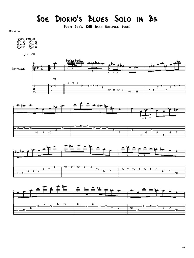 Joe Diorio's Bb Blues Solo Guide | PDF | Handle Lutes | Popular Music