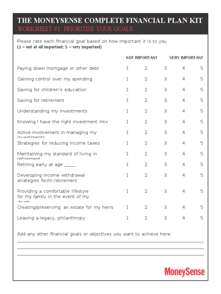 Worksheet 1 Prioritize Your Goals | PDF