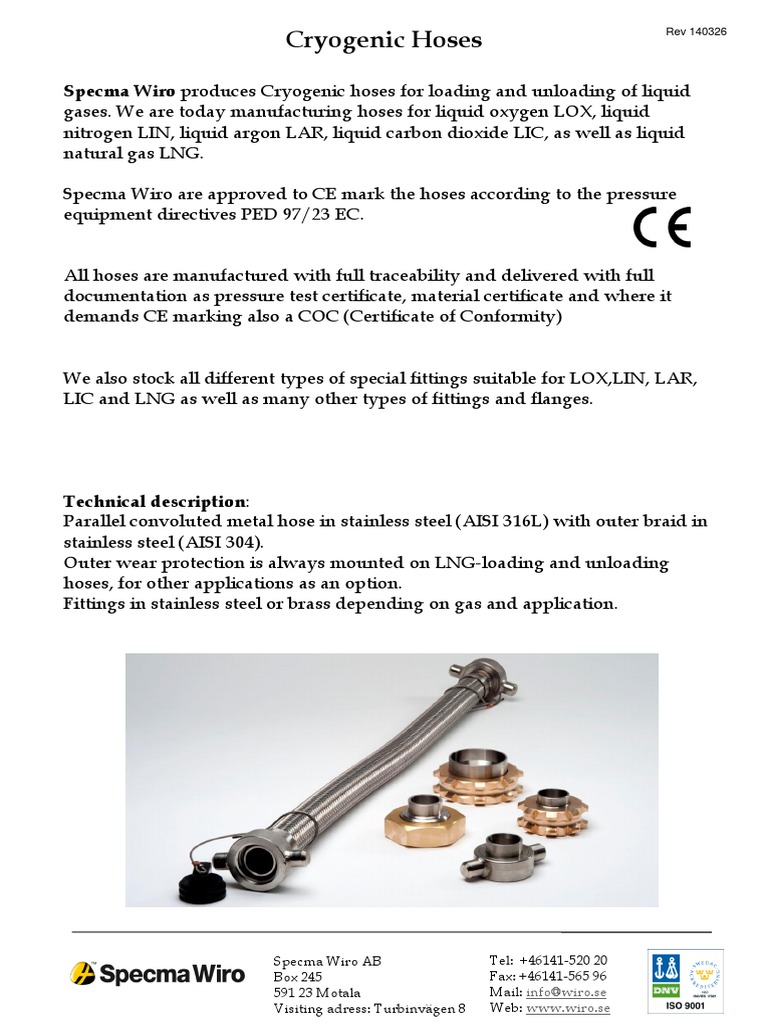 Cryogenic Hoses by Specma Wiro | PDF | Technology & Engineering