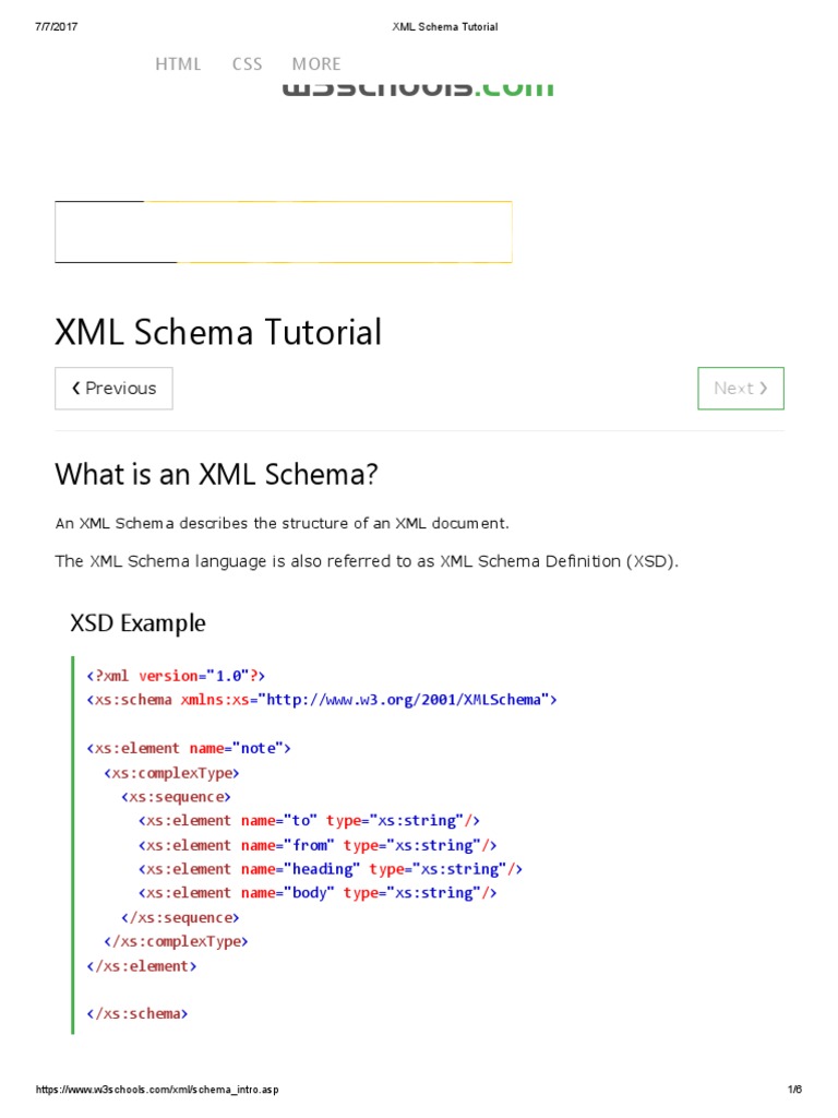 XML Schema Tutorial | PDF | Xml Schema | Xml