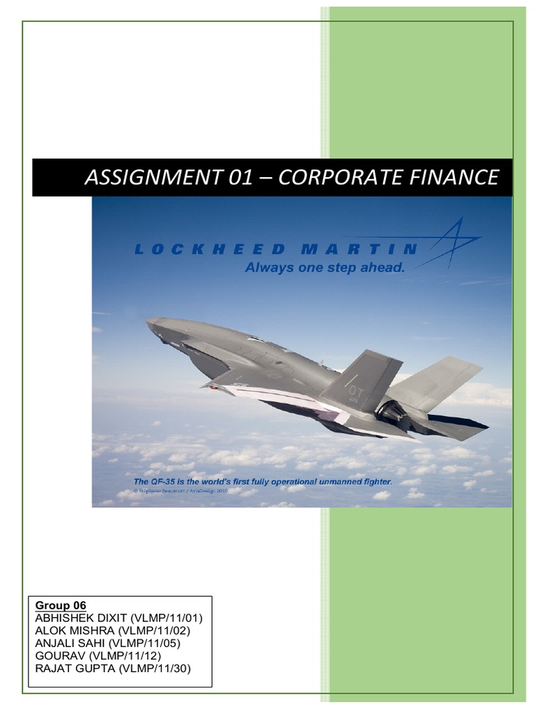 Assignment - Group 6 - Case Analysis (Investment Analysis and Lockheed ...
