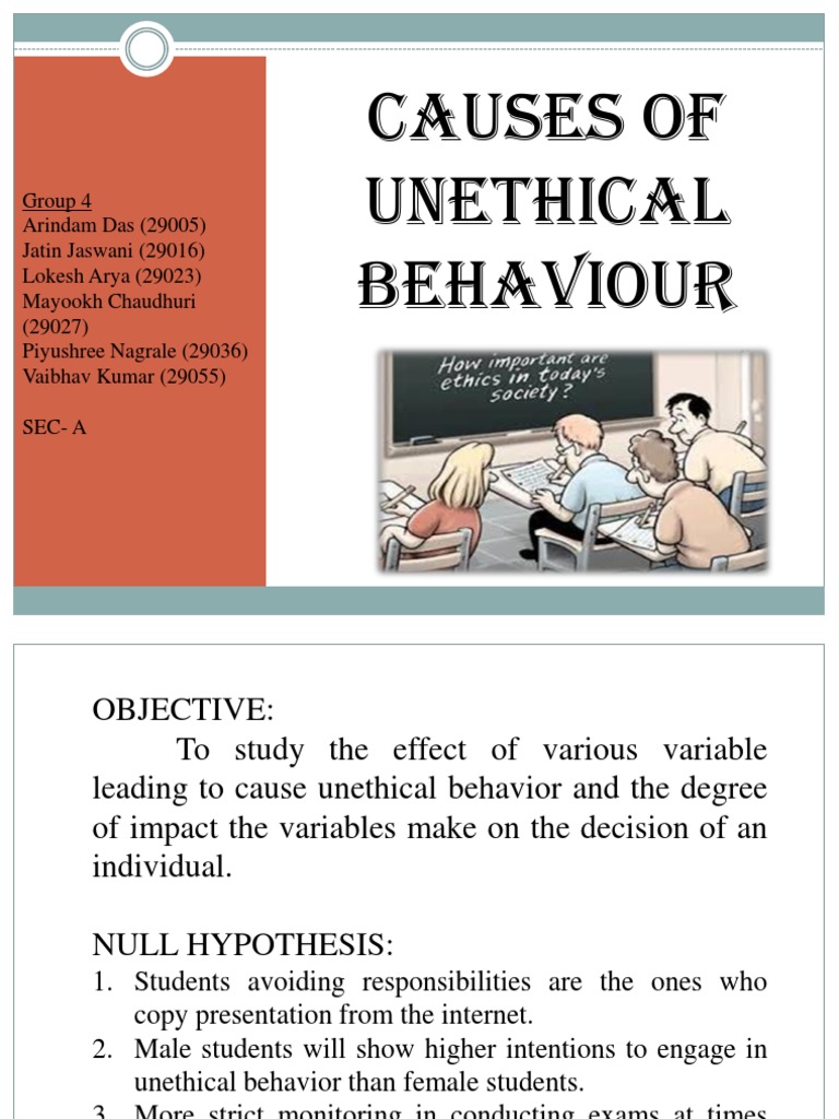 Causes of Unethical Behavior in Students | PDF | Causality | Behavior
