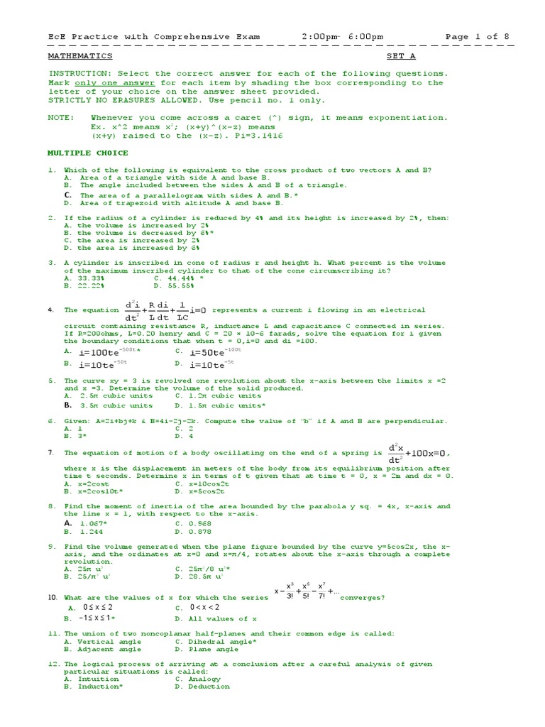 Math Exam 3 Compre Seta | PDF | Derivative | Cartesian Coordinate System