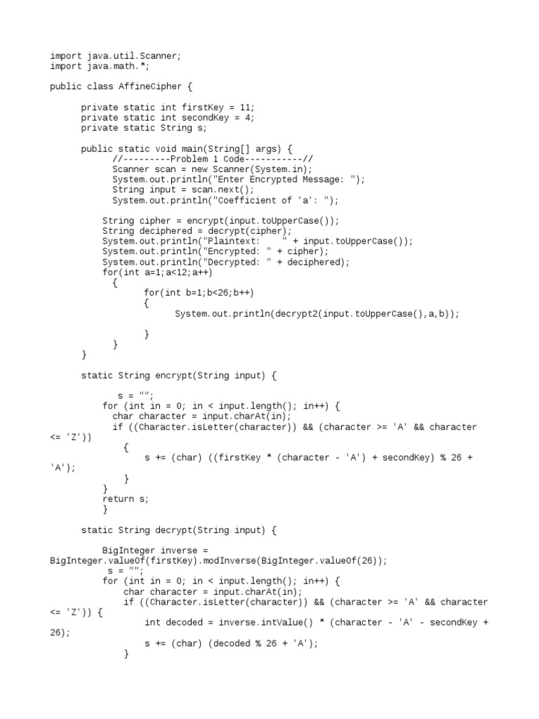 Affine Cipher | PDF | Cipher | Cryptography Affine Cipher | PDF | Cipher | Cryptography