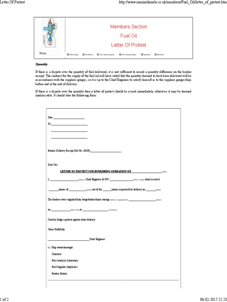 Letter of Protest | PDF | Fuel Oil | Watercraft