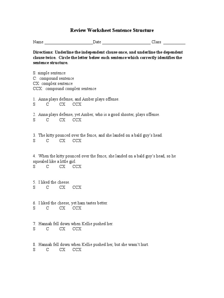 Types of Sentence Review | PDF | Sentence (Linguistics) | Language ...