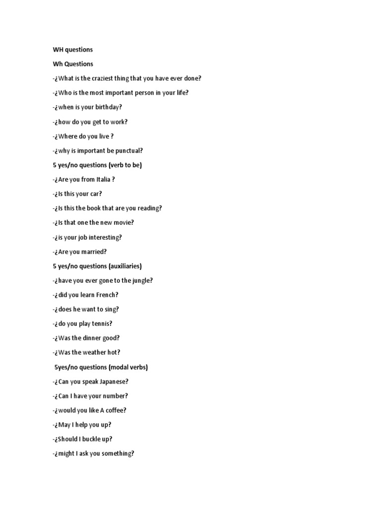 Essential WH and Yes/No Questions | PDF