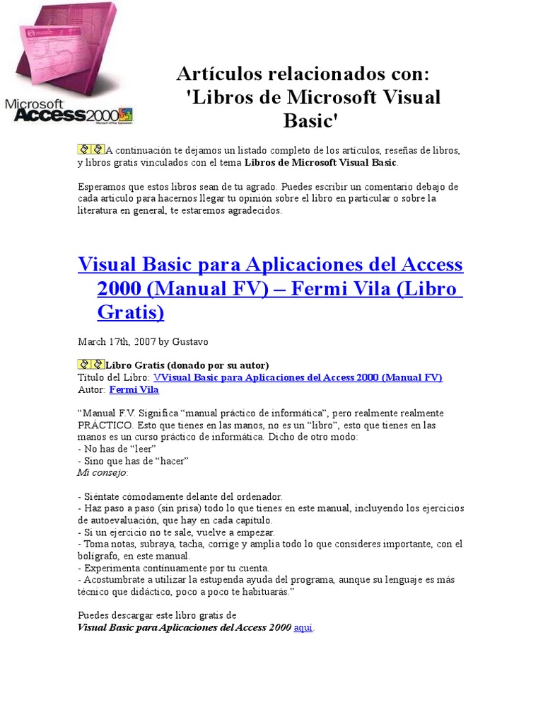 Guía Práctica de Visual Basic Access | PDF | Básico | Microsoft