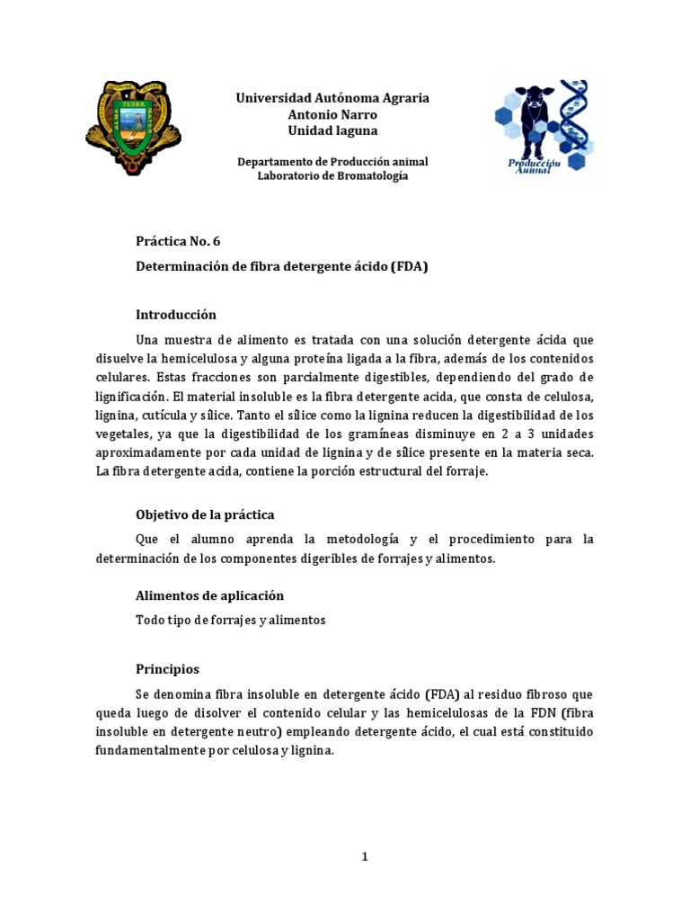 6.-Determinación de Fibra Ácido Detergente | PDF | Lignina | Fibra ...