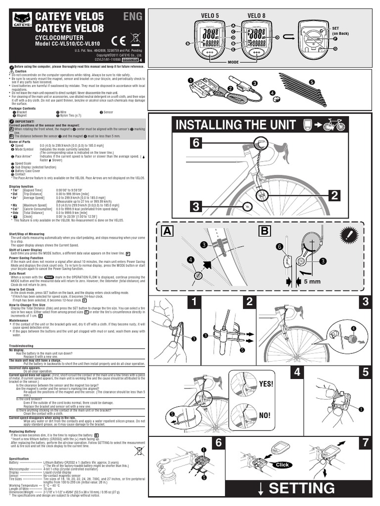Cateye Velo 5 Manual | PDF | Calorie | Manufactured Goods