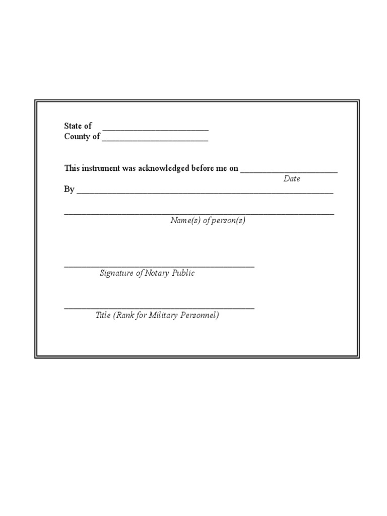 Notary Acknowledgment Form Template | PDF | Law