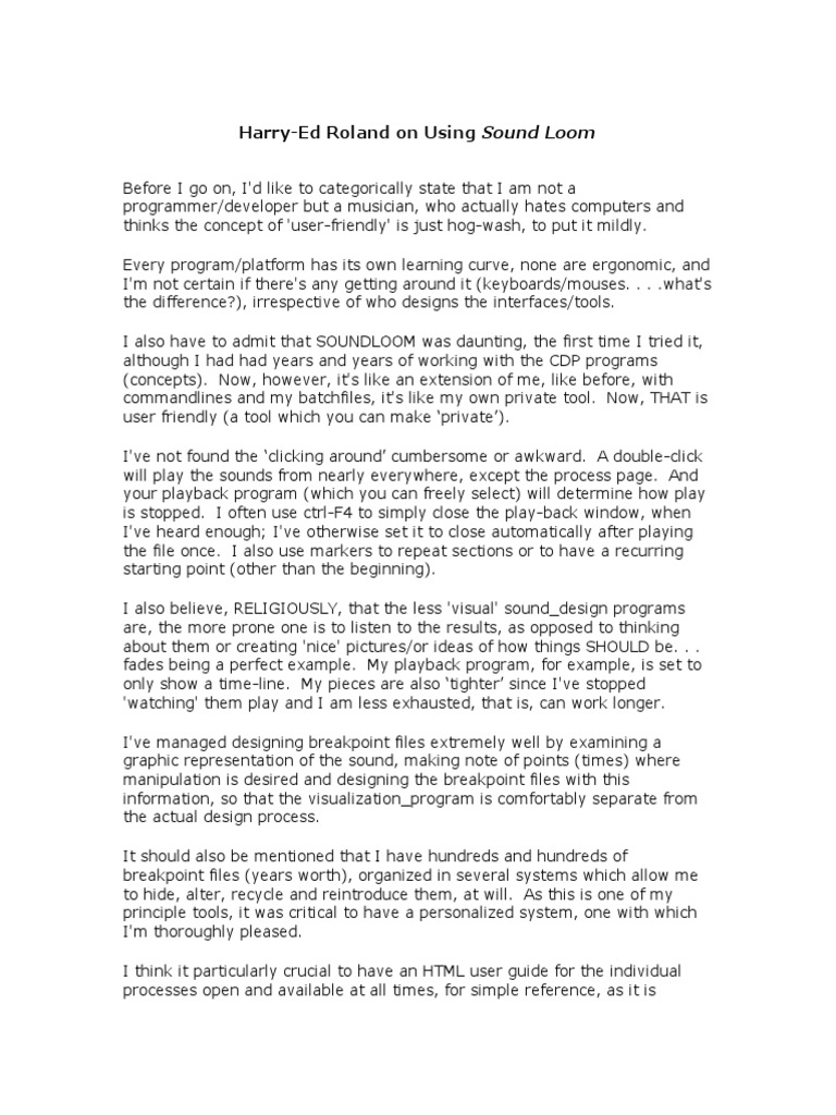 Harry-Ed Roland On Using Sound Loom | PDF | Usability | Computer File