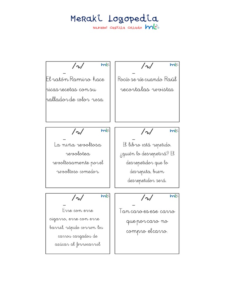 Trabalenguas con la Letra R | PDF | Ocio