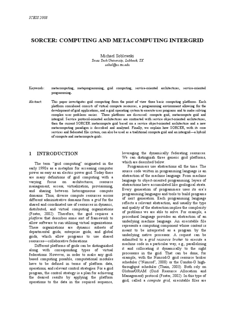 Sorcer: Computing and Metacomputing Intergrid: Michael Soblewski | PDF | Grid Computing ...
