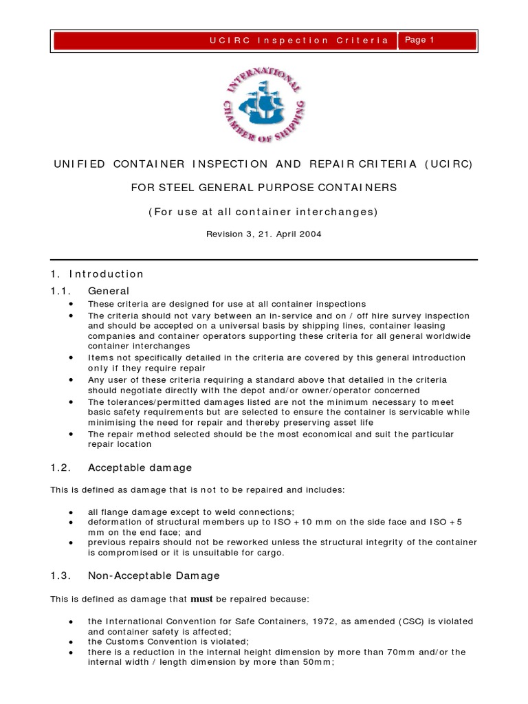 Unified Container Inspection and Repair Criteria | PDF | Track (Rail ...