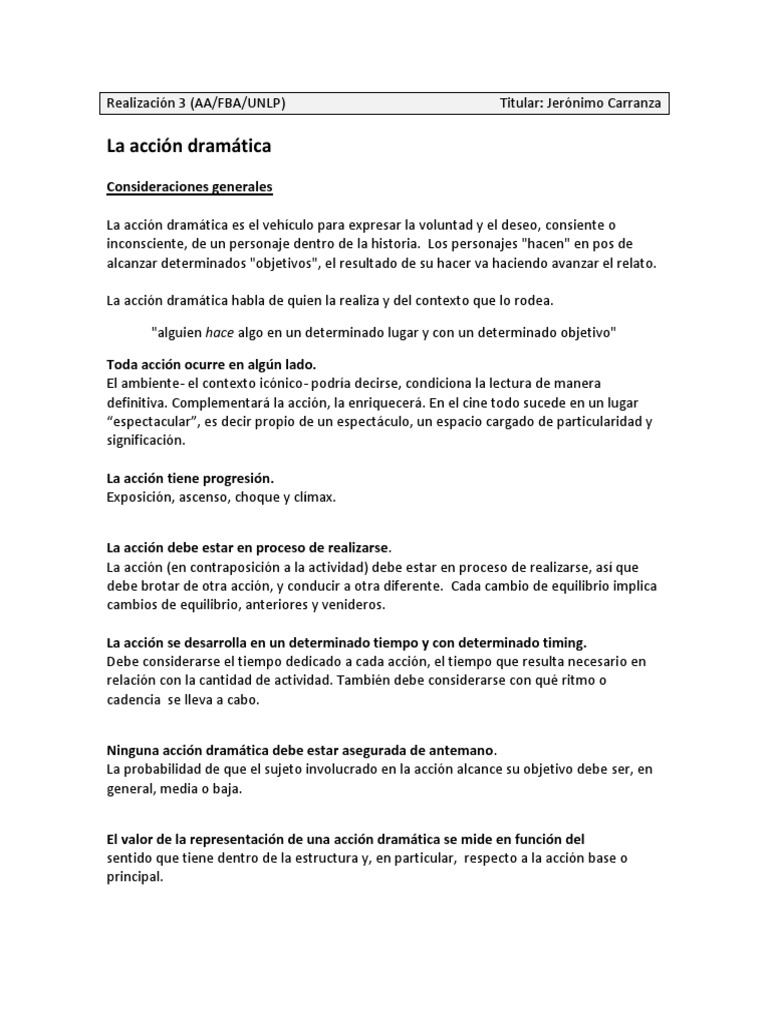 La Acción Dramática | PDF | Movimiento (física) | Hora