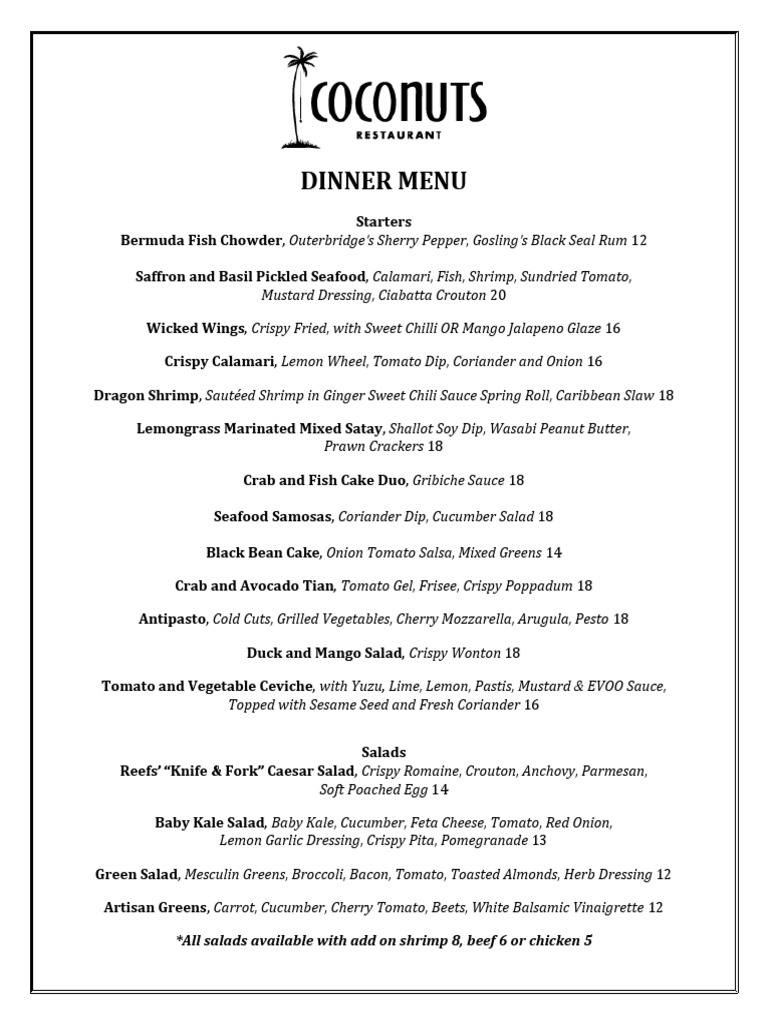 Coconuts Dinner - 2017-595e3bf669fc6 | PDF | Salad | Western Cuisine