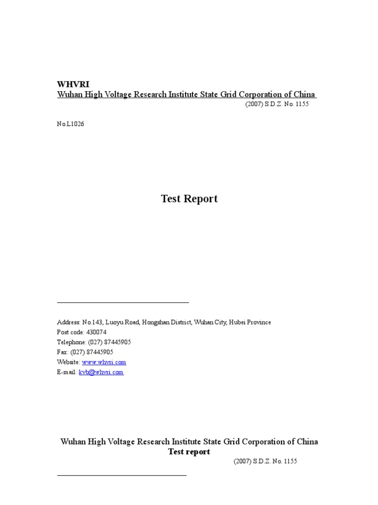 High Voltage Switch Test Report | PDF | Electrical Engineering ...