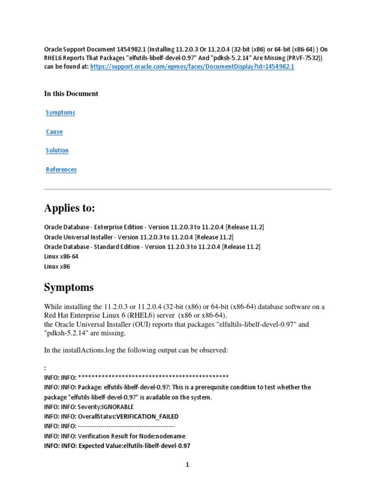 Missing Packages in Oracle Install | PDF | 64 Bit Computing | Oracle ...