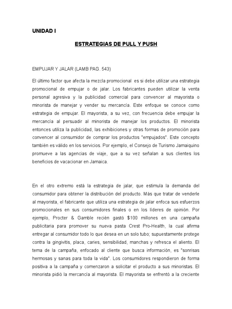 Estrategias Pull y Push | PDF | Distribución (comercial) | Publicidad