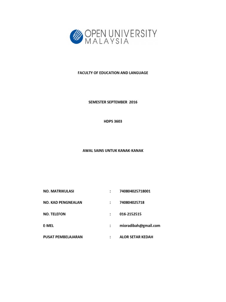 Muka Depan Assignment | PDF