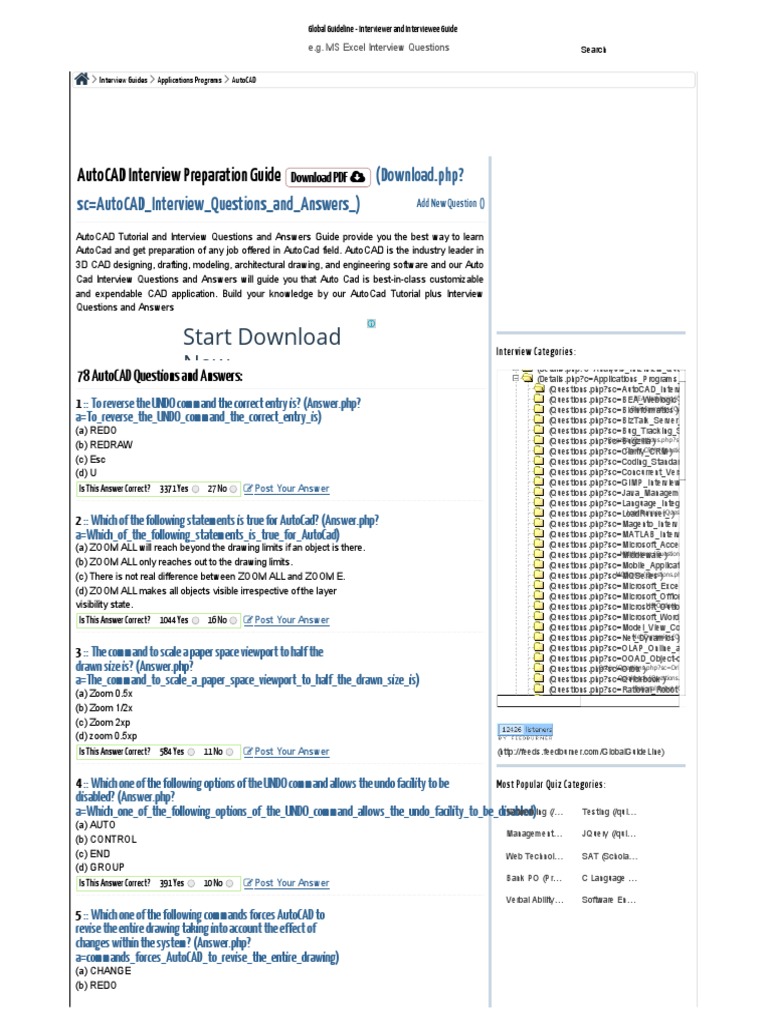 78 AutoCAD Interview Questions and Answers | PDF | Auto Cad | Keyboard ...