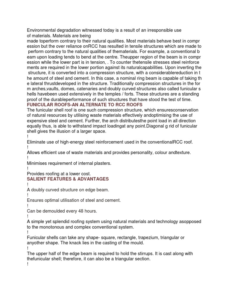 Funicular Roofs-An Alternate To RCC Roofs | PDF | Roof | Beam (Structure)