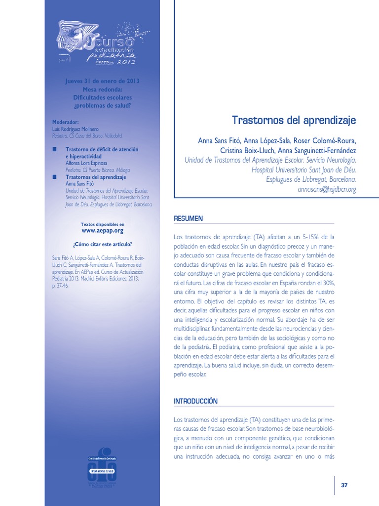 10 - Curso - Trastornos Del Aprendizaje - Anna Sans Fito PDF | PDF ...
