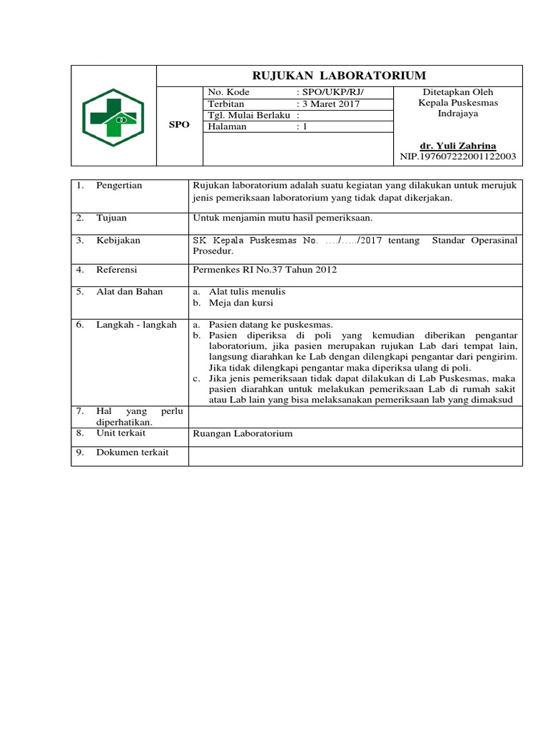 8.1.7.ep, 6. Sop Rujukan Lab | PDF | Pengembangan Diri | Kesehatan Holistik