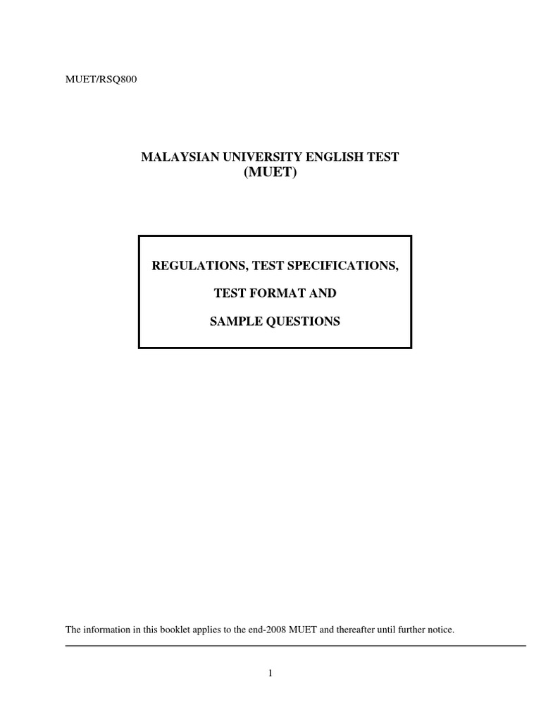 Muet | PDF | Test (Assessment) | Reading Comprehension