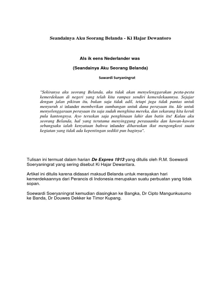 Seandainya Aku Seorang Belanda | PDF