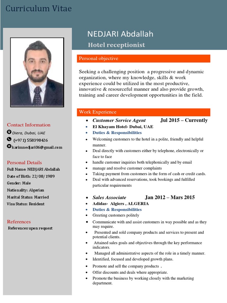 CV Nedjari Abdallah | PDF | Algeria | Sales