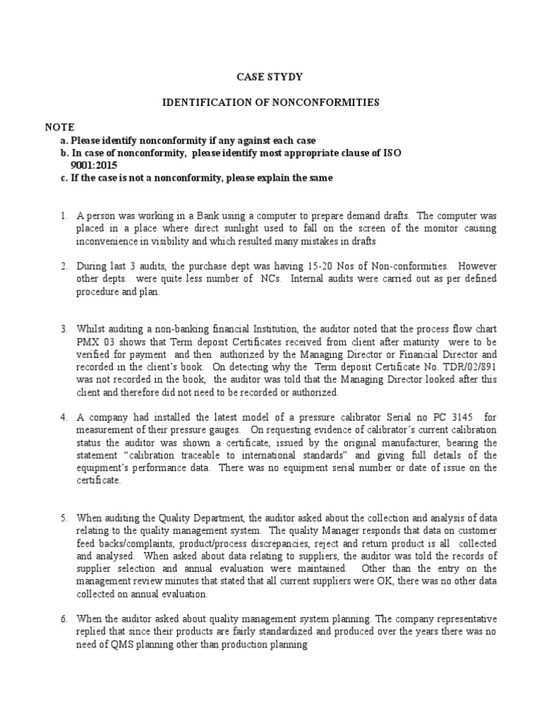 Assignment 4 - Casestdudies 1 Iso 9001-2015 | PDF | Audit | Calibration