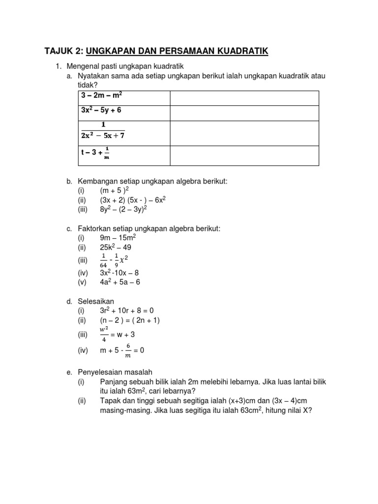 Persamaan Kuadratik | PDF