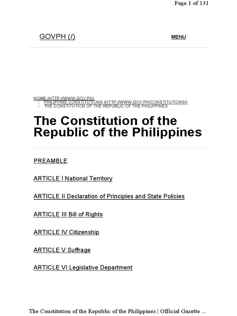 1987 Constitution | PDF | United States House Of Representatives ...