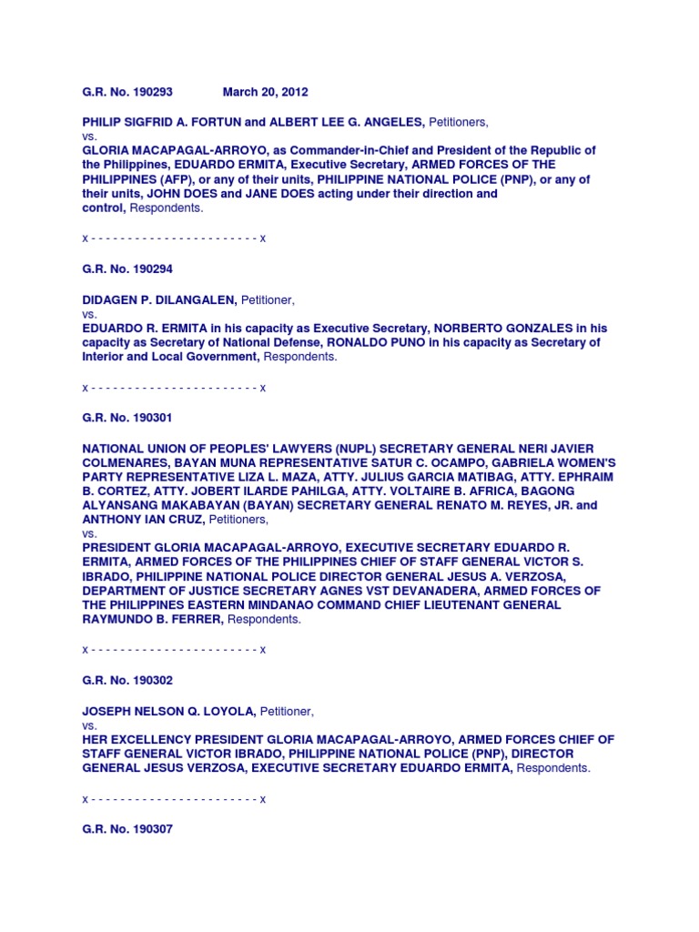 Philip Sigfrid A. Fortun vs. Gloria Macapagal-Arroyo, G.R. No. 190293 ...