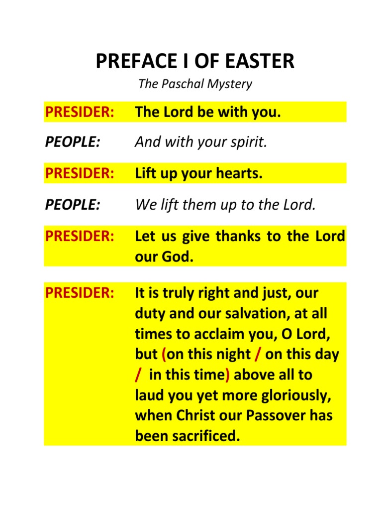 Preface I of Easter | PDF | Easter | Eucharist