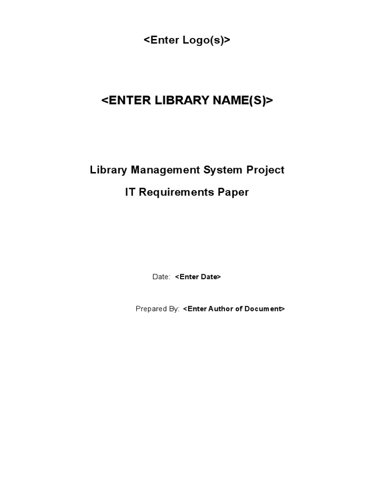 IT Requirements Paper For Library Management System Template | PDF ...
