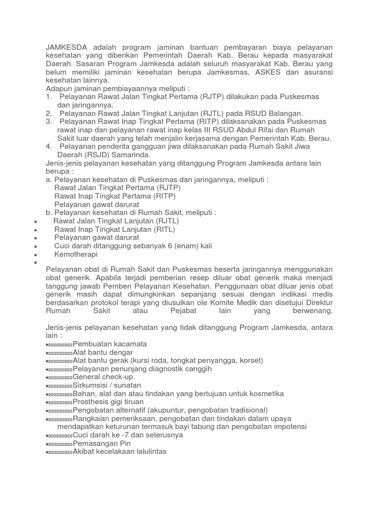 Program Jamkesda Kab. Berau 2023 | PDF | Pengembangan Diri | Sains ...