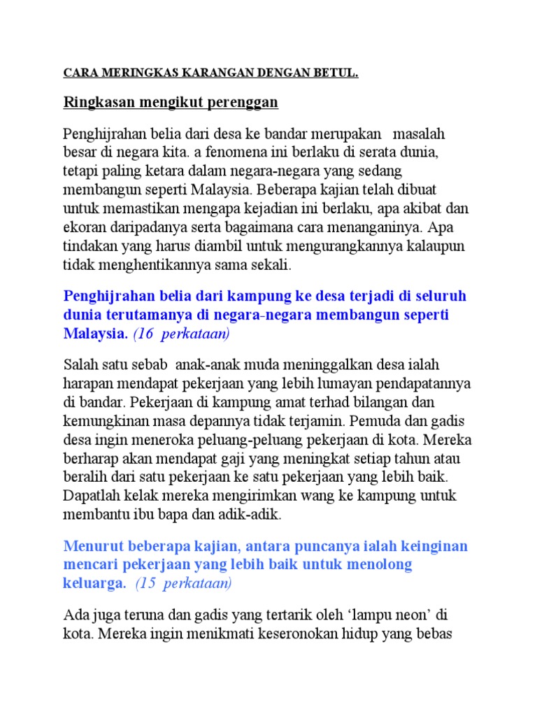 Cara Meringkas Karangan Dengan Betul | PDF