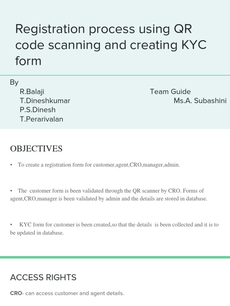Registration Process Using QR Code Scanning and Creating KYC Form | PDF ...