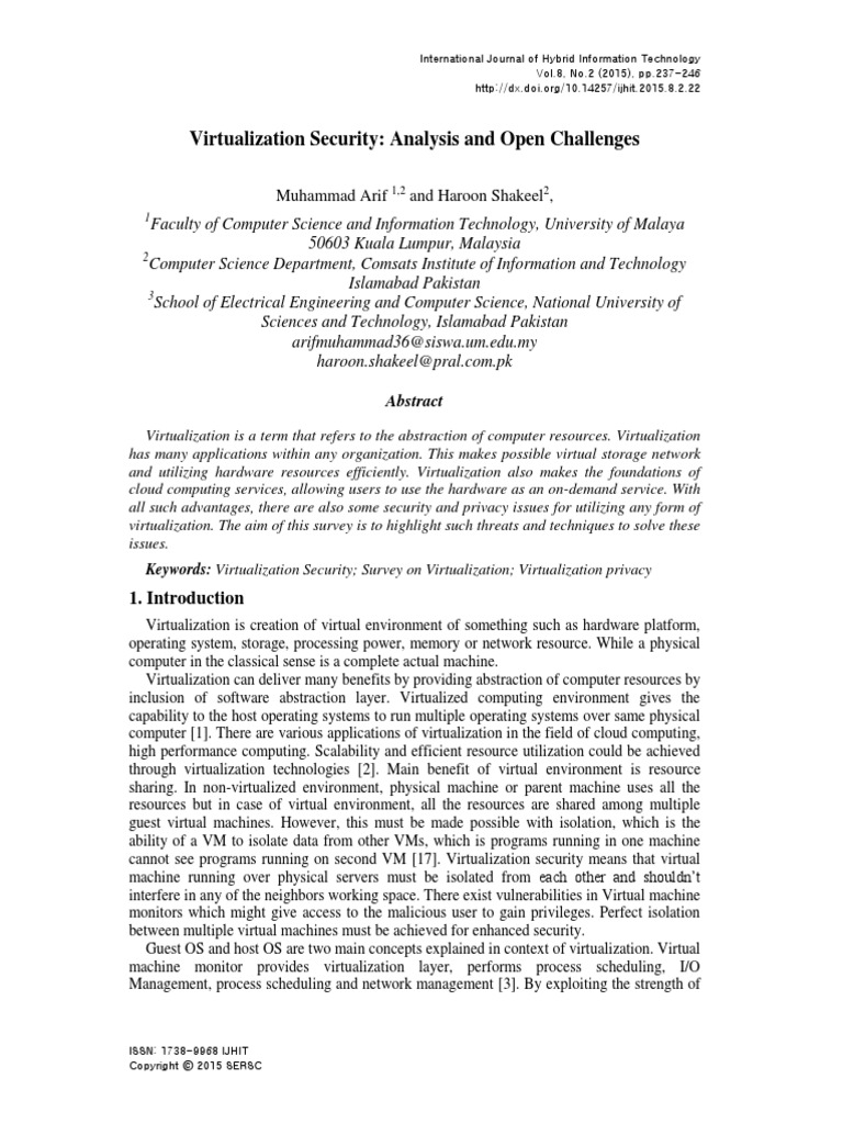 Virtualization Security: Analysis and Open Challenges: Muhammad Arif and Haroon Shakeel | PDF ...
