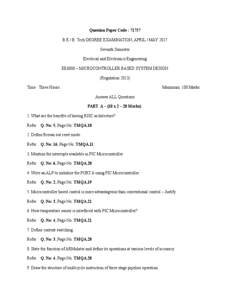 Ee6008 MCBSD Apr May 2017 | PDF | Arm Architecture | Pic Microcontroller